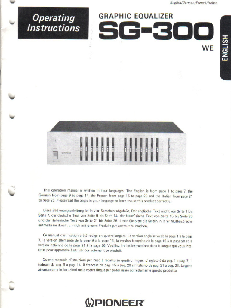 Pioneer SG 300 Owners Manual | PDF