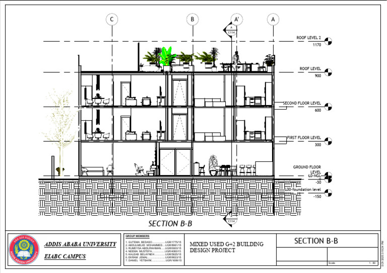 Mixed Use Building SECTION View Apartments With Comercial | PDF | Chess ...