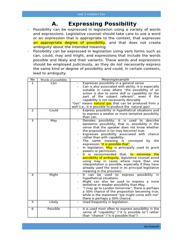 Unit 2 - Expressing Possibility | PDF