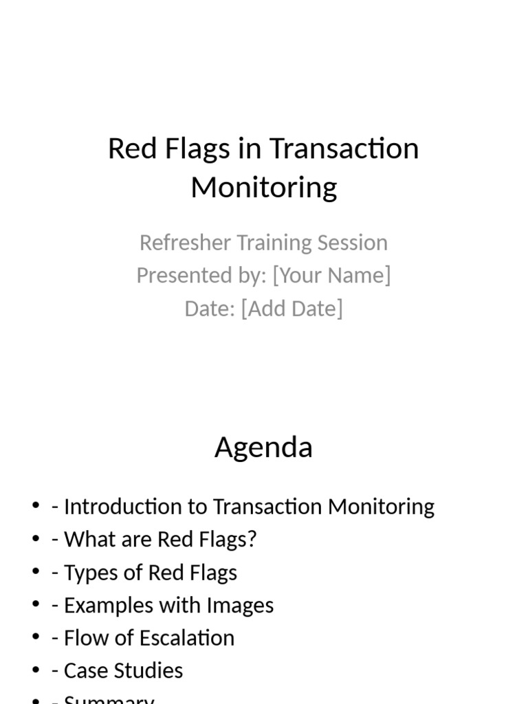 Red Flags Transaction Monitoring Training | PDF