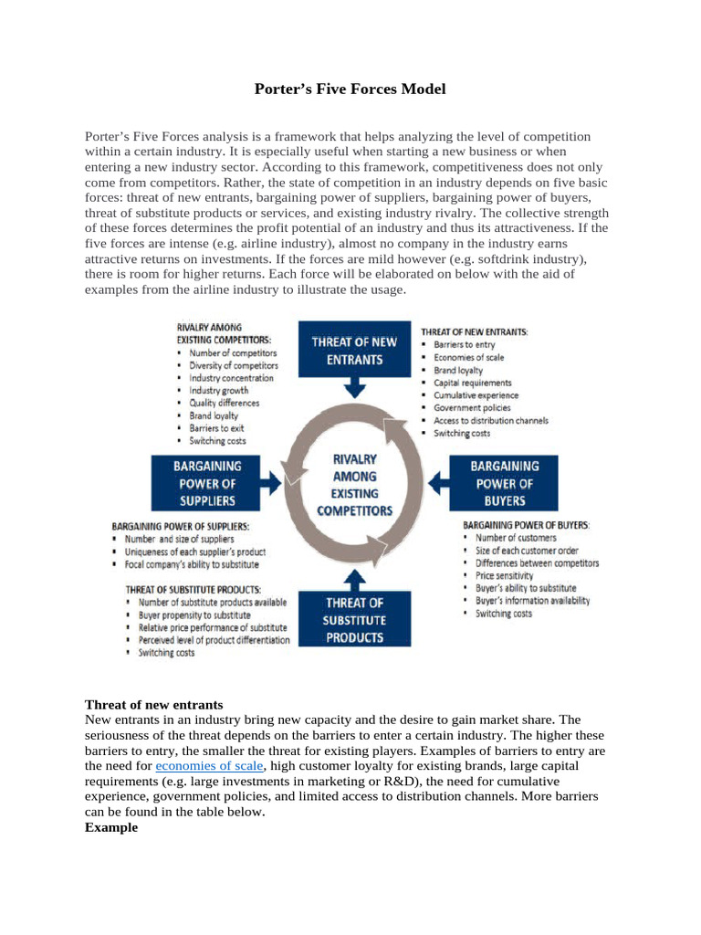 Porter's Five Forces Model Notes | PDF | Economies | Business Economics