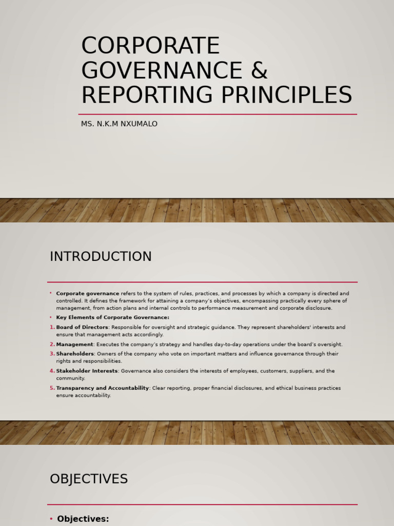 Corporate Governance Principles Overview | PDF | Corporate Governance ...
