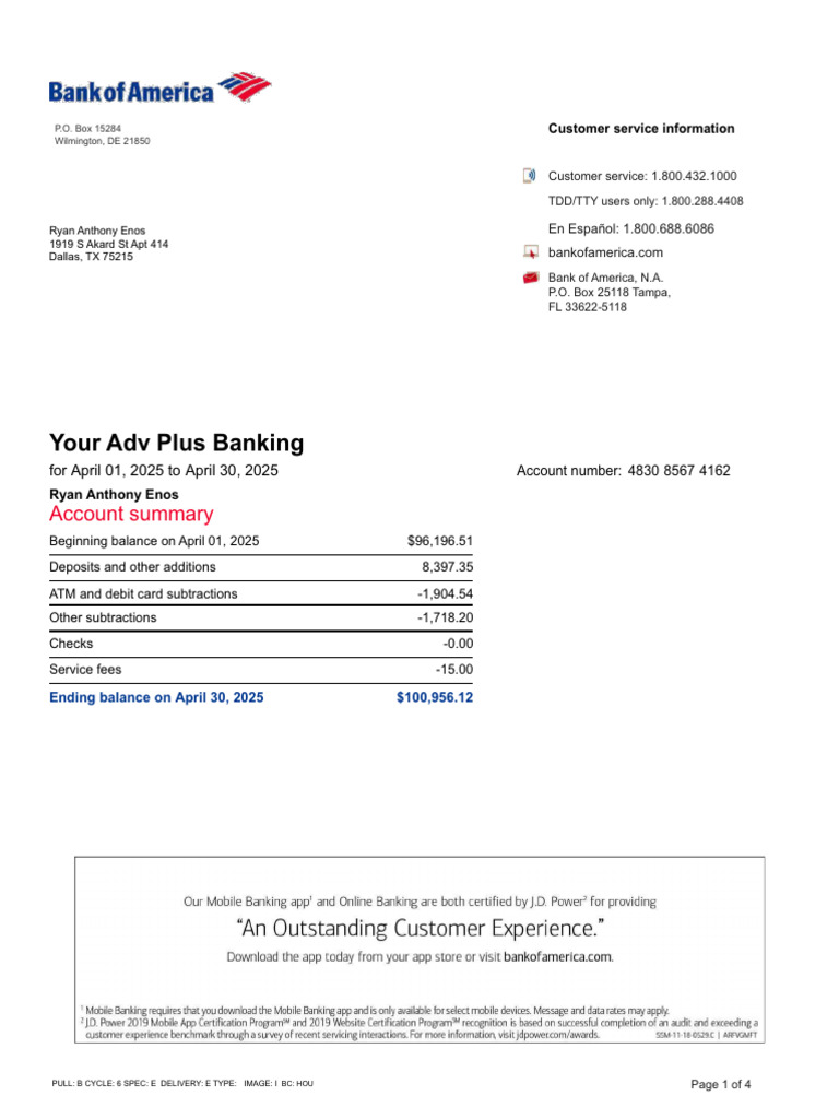 ESTMT Apr 2025 Ryan Anthony Enos | PDF | Banks | Receipt