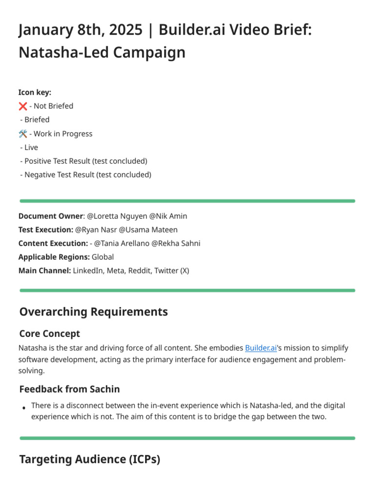 January 8th, 2025 - Builder - Ai Video Brief - Natasha-Led Campaign-2025061113561045 | PDF ...