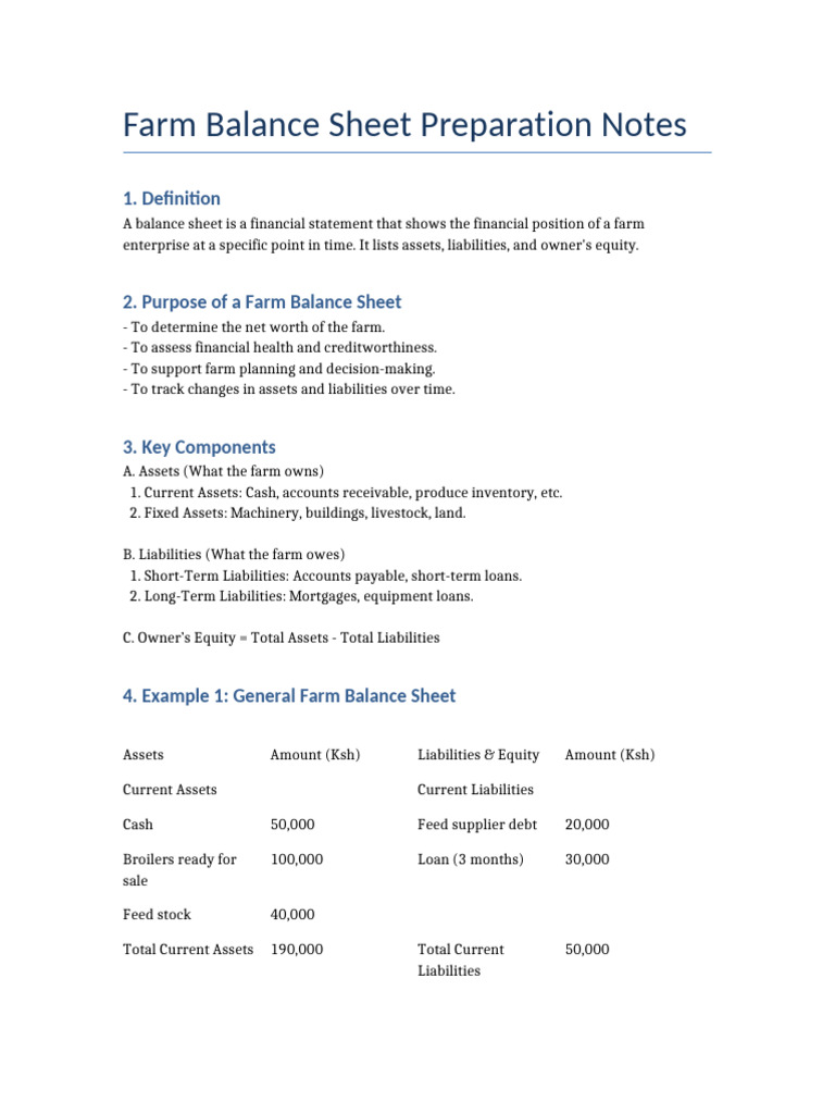 Farm Balance Sheet Overview and Examples | PDF | Balance Sheet | Equity ...