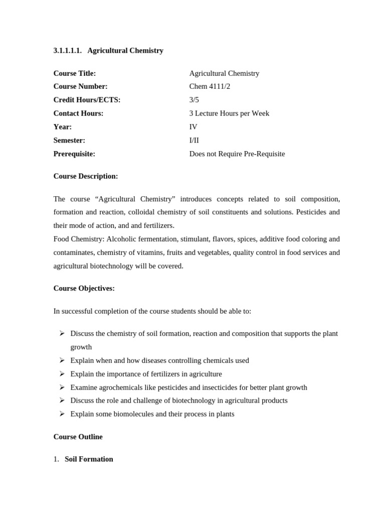 Agricultural Chemistry 1 | PDF | Soil | Metabolism