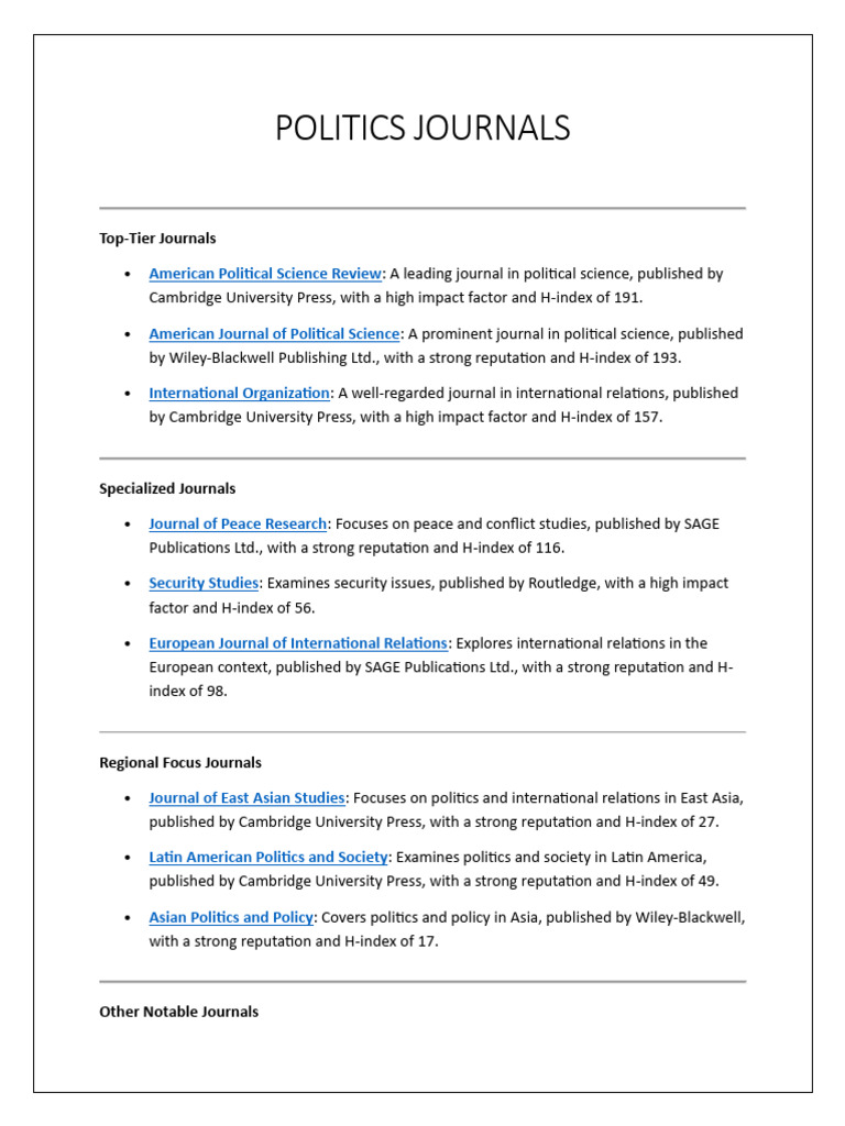 Politics Journals | PDF