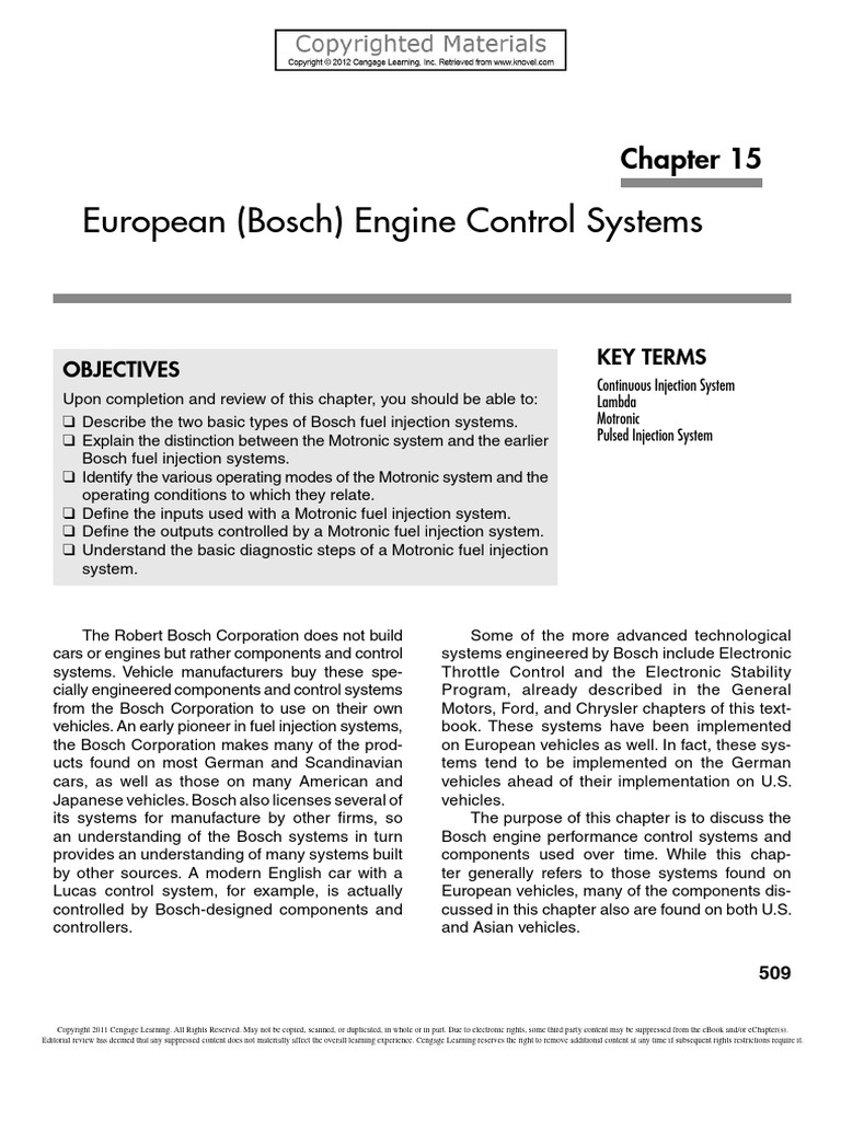 MB + Bosch (Technique & Diagnostic) Gasoline Engine Controls | PDF ...