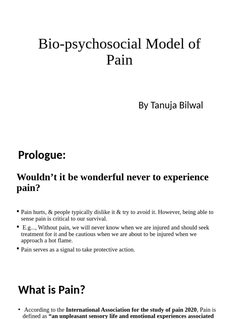 Bio-Psychosocial Model of Pain | PDF | Opioid | Pain