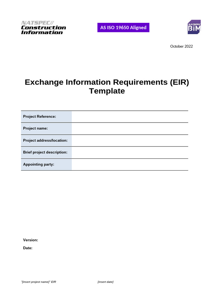 NATSPEC National BIM Guide EIR Template 22-10-20 | PDF | Building ...