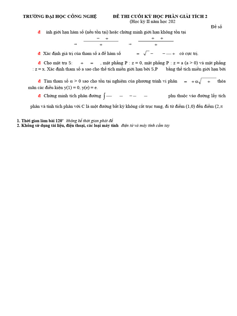 De Thi GT2 Cuoi Ky (2023-2024) | PDF