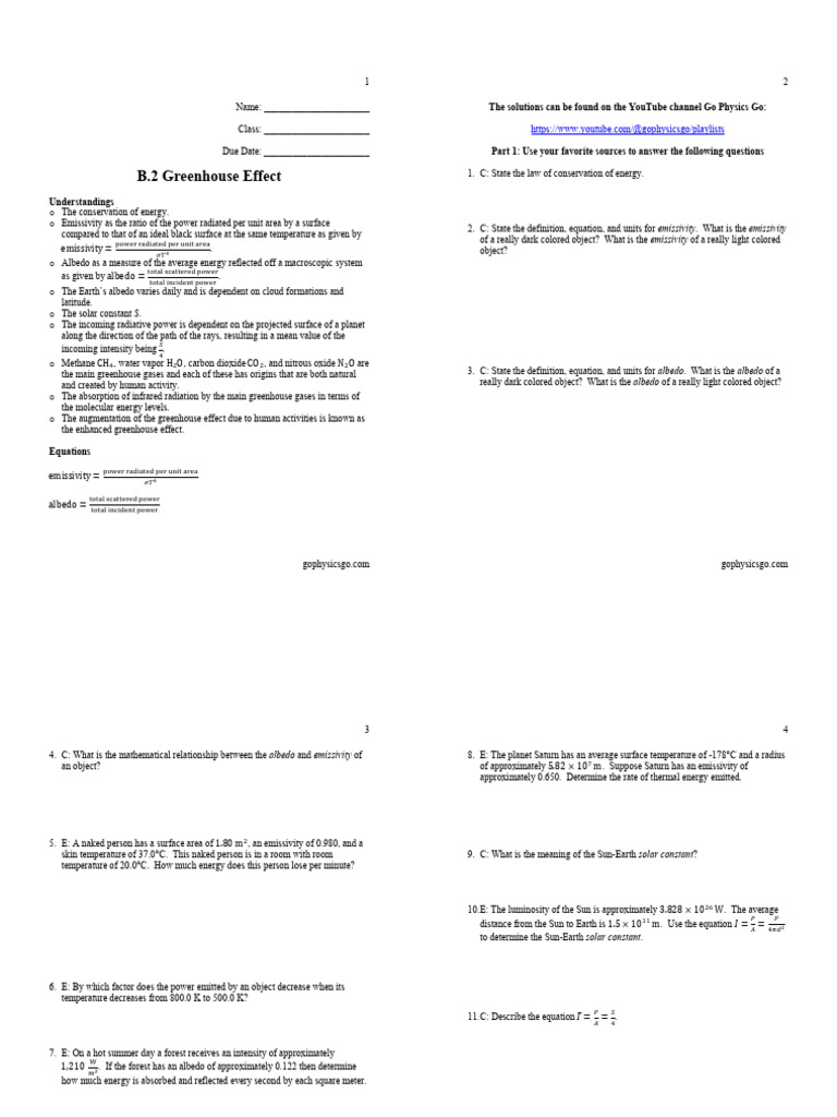 Microsoft Word - B.1 Thermal Energy Transfers Version 2 | PDF | Gases ...