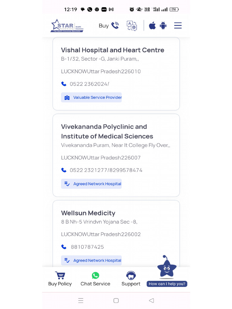 Star Health Cashless Lucknow Hospital | PDF
