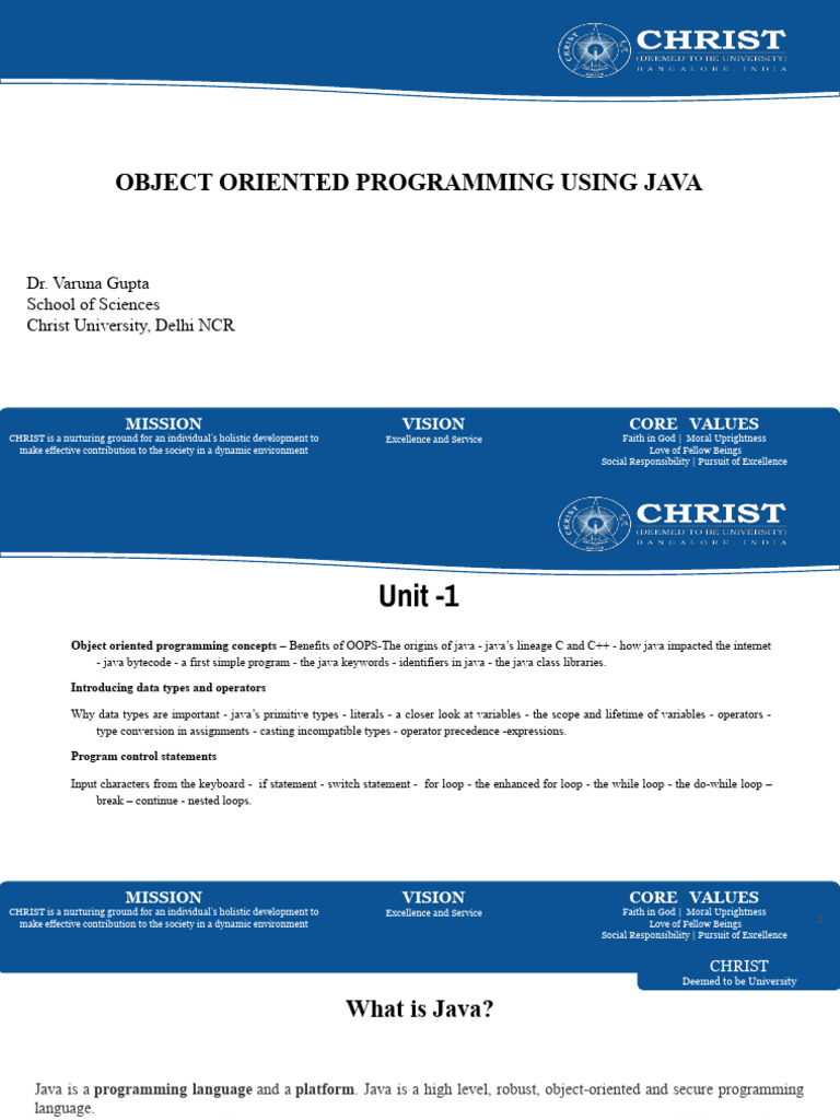 JAVA Unit 1 2023 Students Notes | PDF | Method (Computer Programming ...