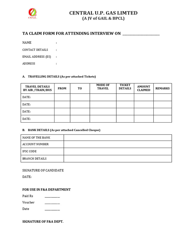 Ta Claim Form | PDF