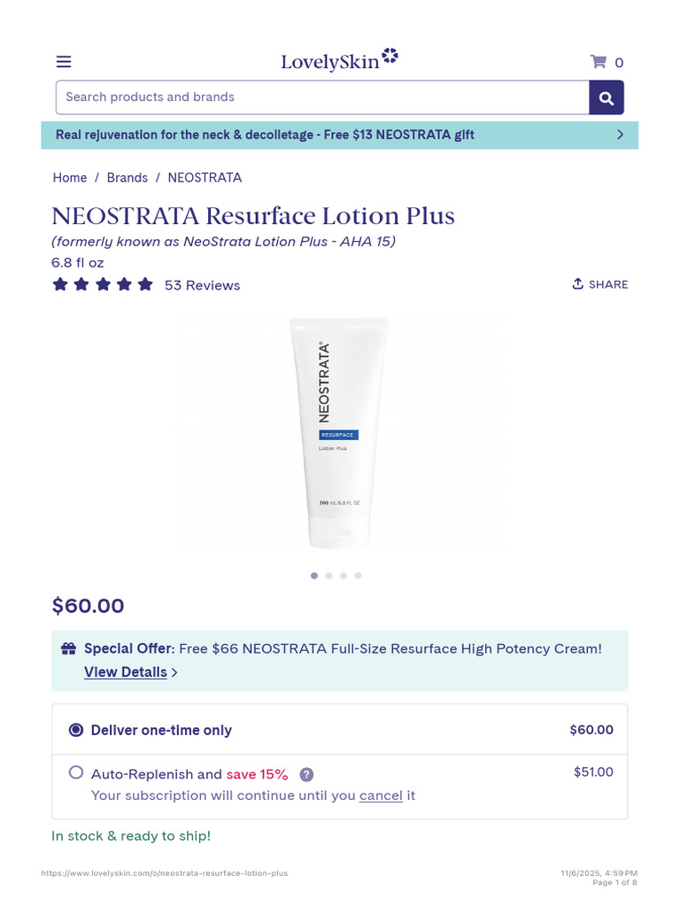 NeoStrata Resurface Lotion Plus - LovelySkin | PDF | Skin | Dermatology