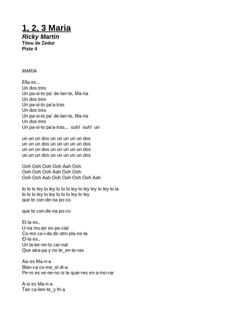 María: La Canción de Ricky Martin | PDF