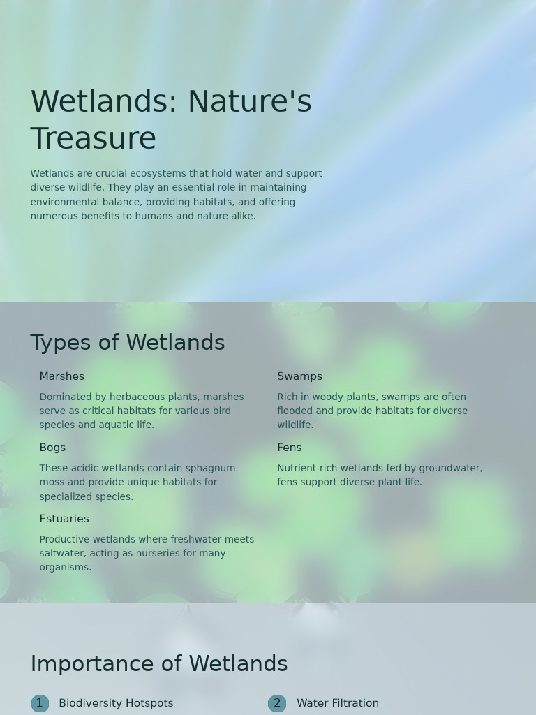 Wetlands - Nature's Treasure | PDF | Wetland | Conservation Biology