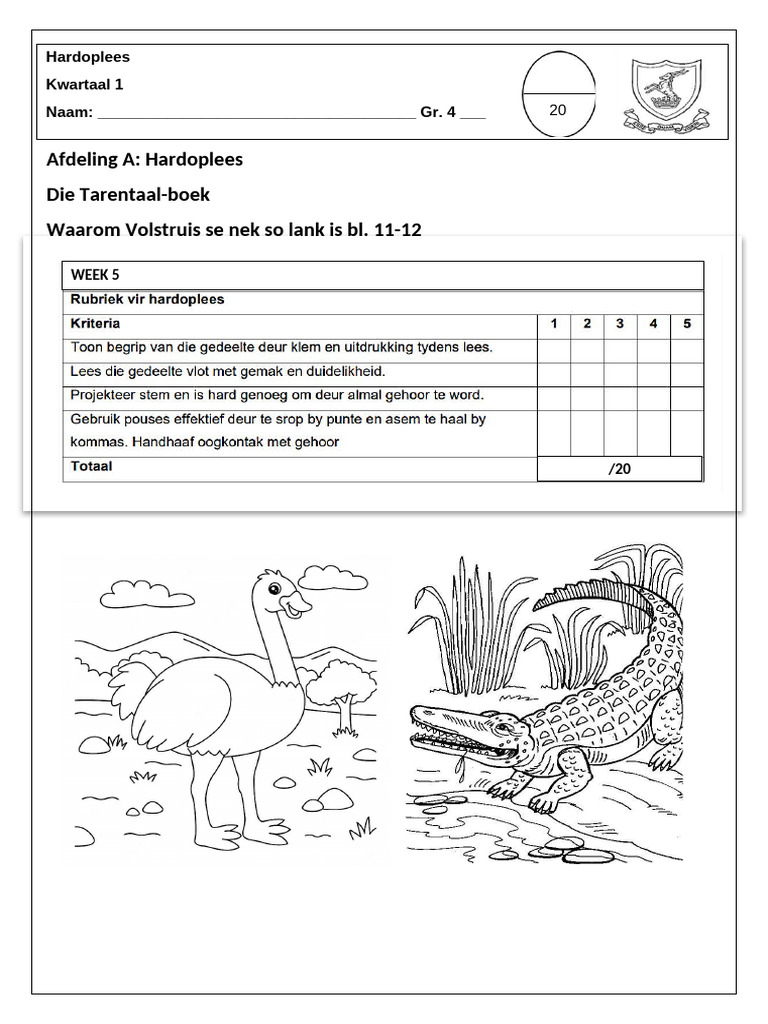 Afrikaans Grade 4 Hardoplees | PDF