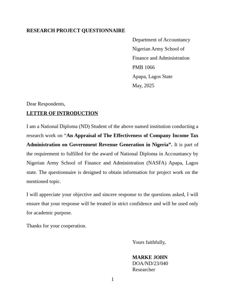 Research Project Questionnaire 2 | PDF | Taxes | Tax Evasion