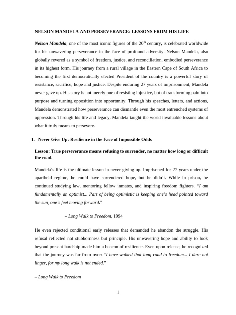 Lesson From Nelson Mandela | PDF | Courage | Nelson Mandela