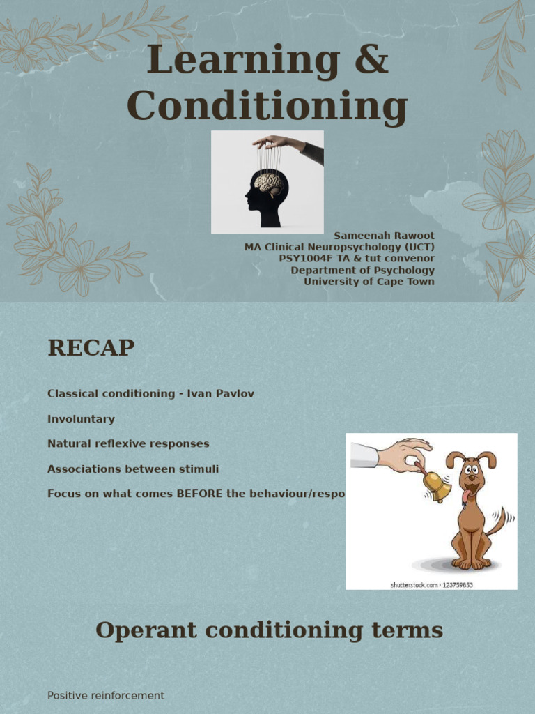 Learning & Conditioning Lecture 2 | PDF | Reinforcement | Behavior