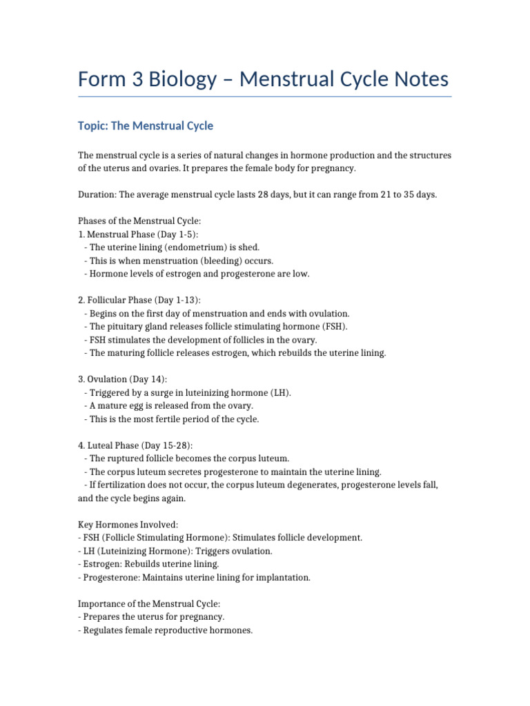 Menstrual Cycle Overview and Phases | PDF