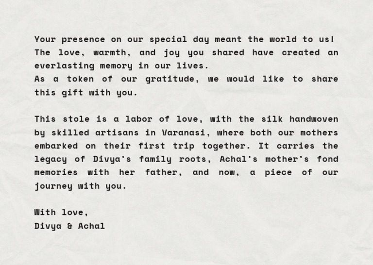 Heartfelt Thank You Gift from Divya & Achal | PDF