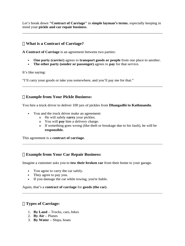 Chapter 6 - Contract of Carriage | PDF