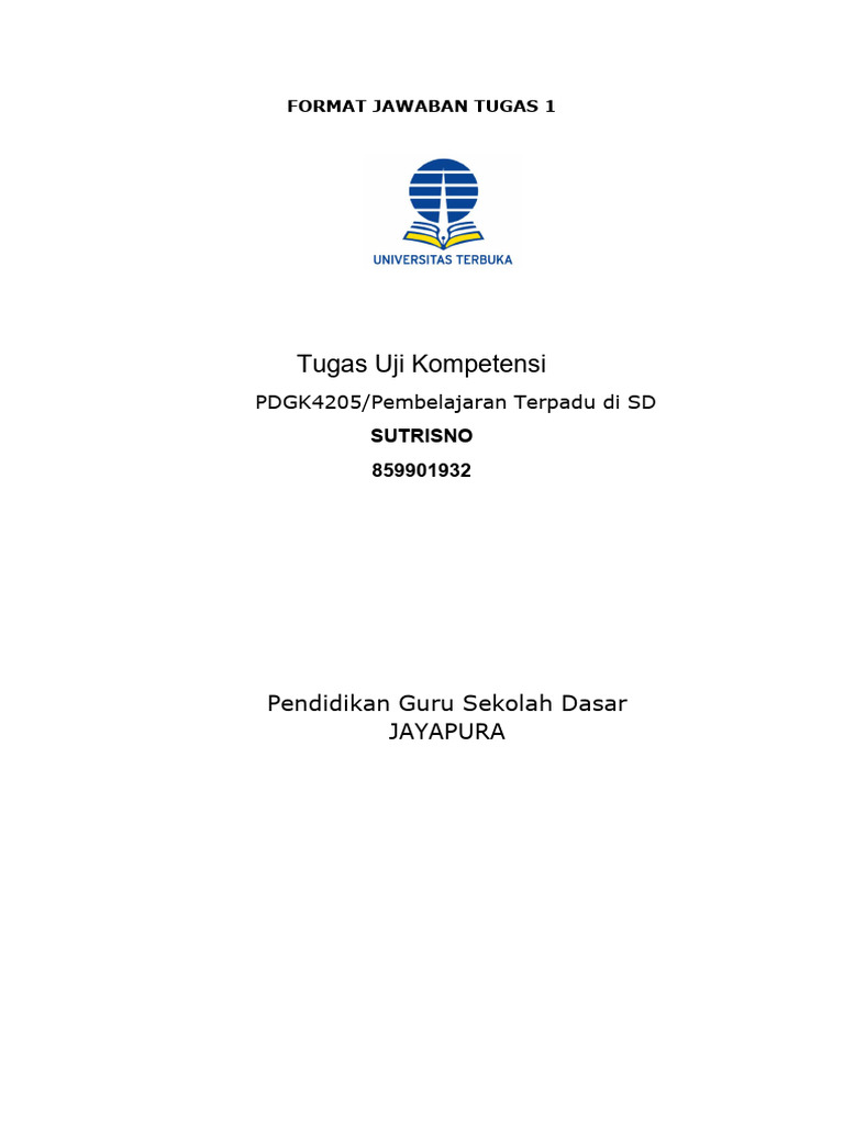 Tugas 1 Uji Kompetensi Pembelajaran Terpadu Di SD | PDF