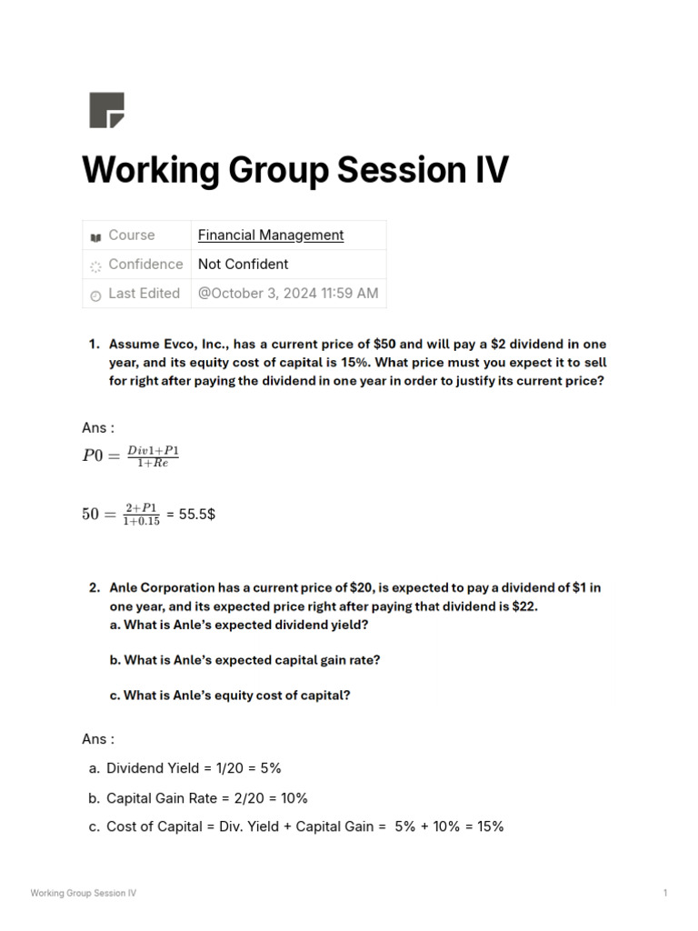 Working Group Session IV | PDF | Beta (Finance) | Market (Economics)