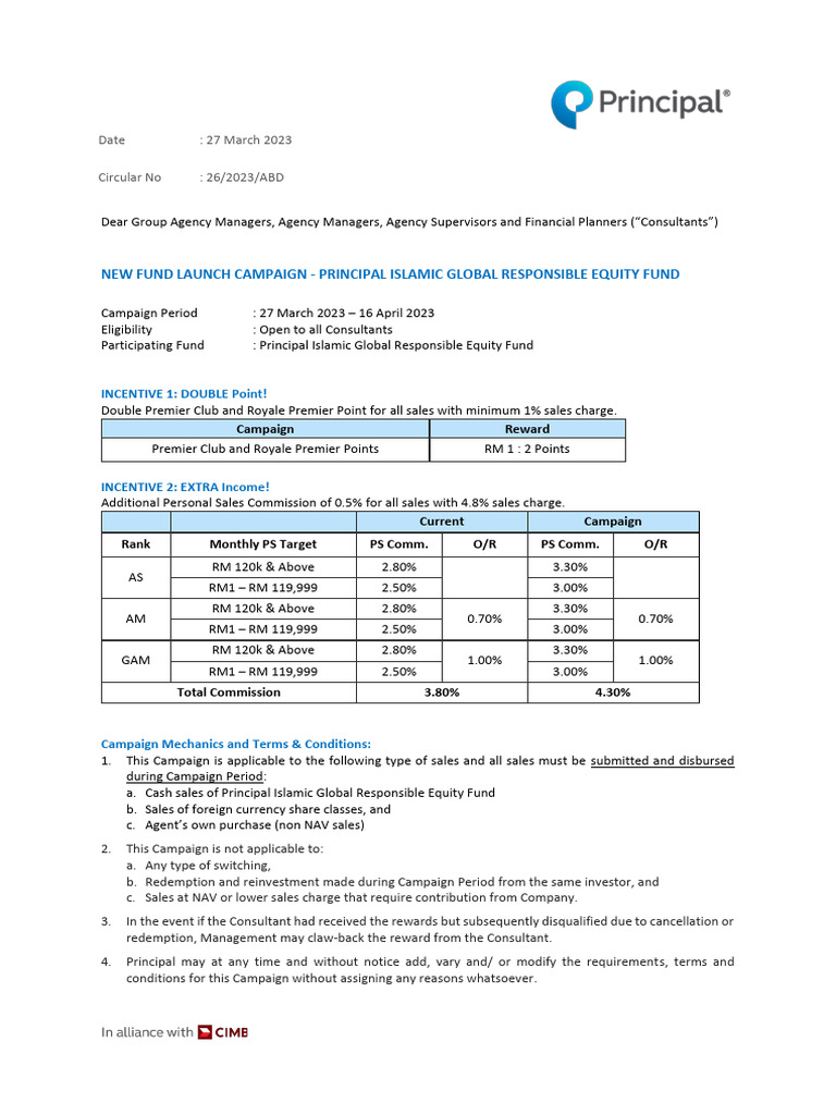 New Fund Launch Campaign PIGREF 2023 | PDF | Economies | Money