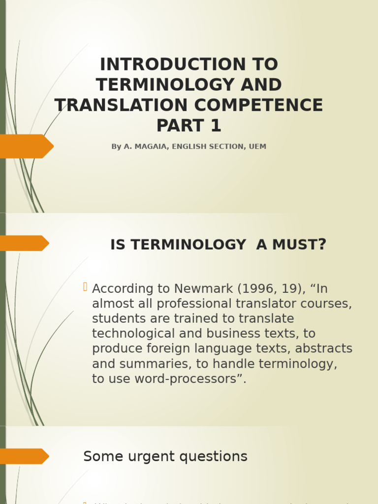 Introduction To Terminology and Translation Competence-Part 1 | PDF ...