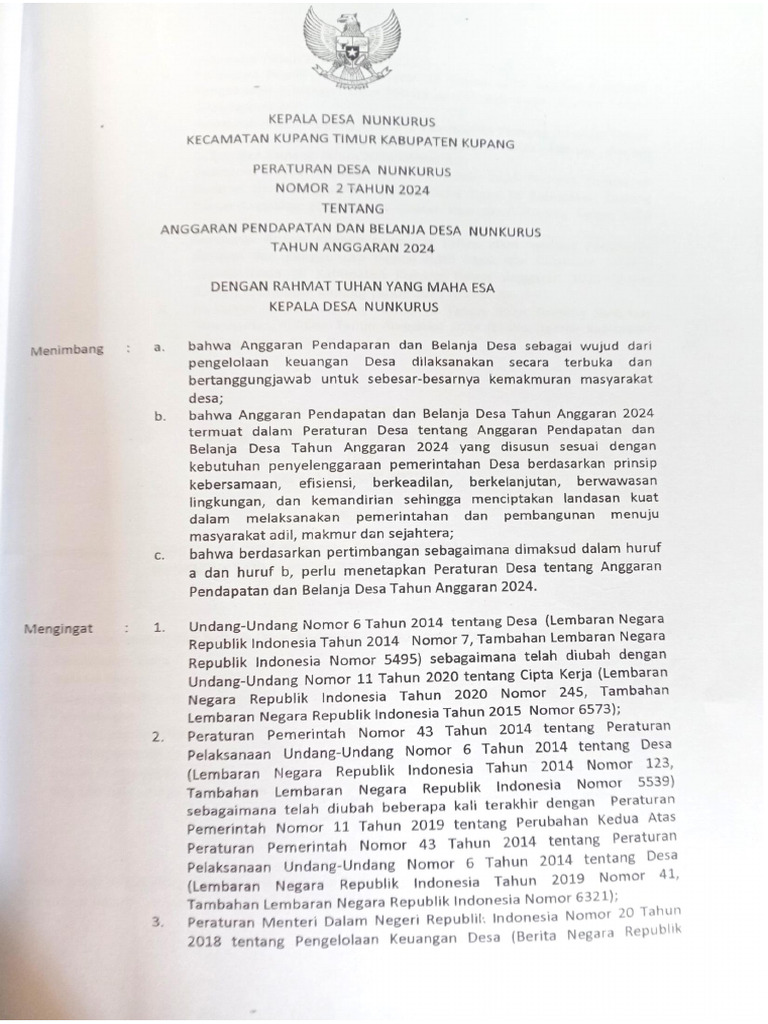 Perdes APBDes 2024 | PDF