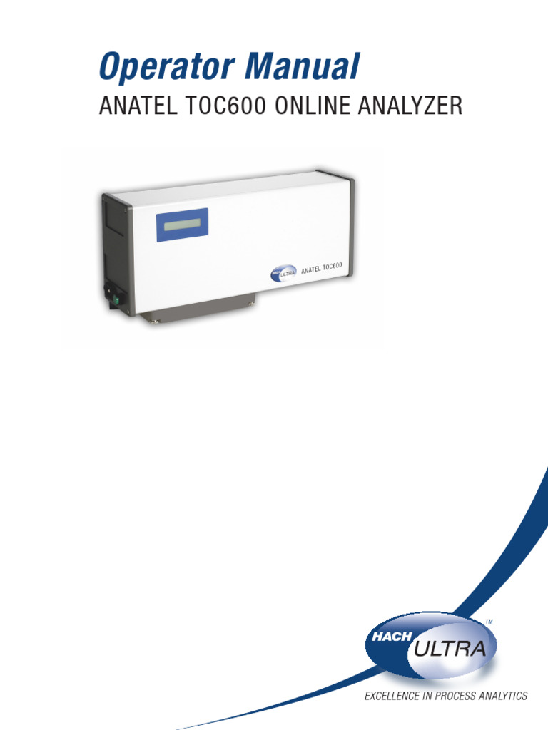 Anatel TOC600 Analyzer Manual | PDF | Total Organic Carbon
