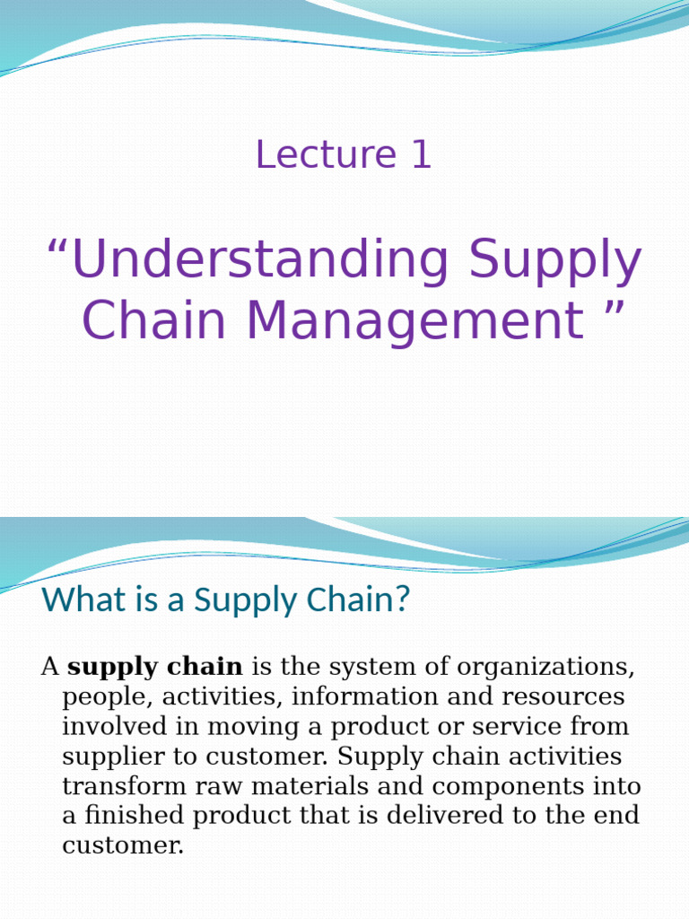 Lecture 1 Understanding SCM | PDF | Supply Chain | Inventory