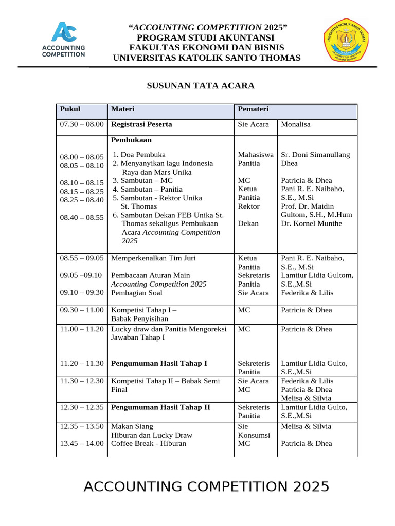 Kompetisi Akuntansi 2025 Unika St. Thomas | PDF