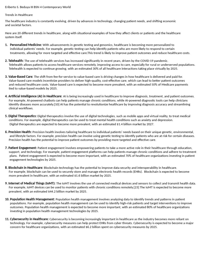 Top 20 Healthcare Trends 2023 | PDF | Health Care | Internet Of Things