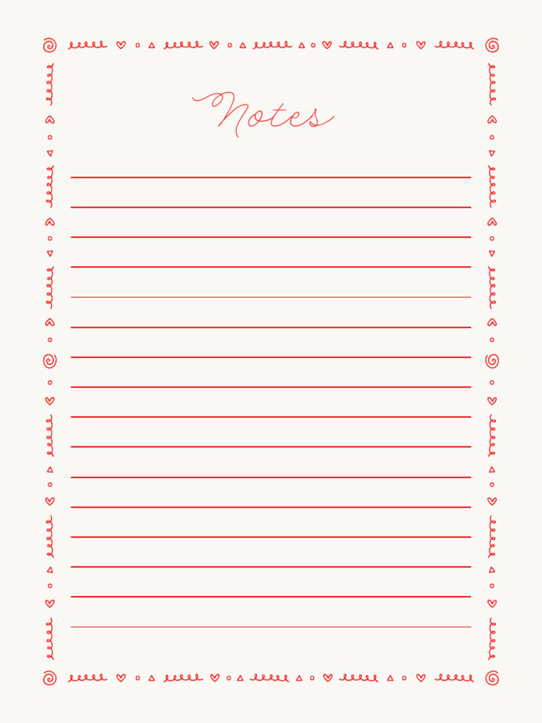 Beige Red Minimalist Note Card | PDF