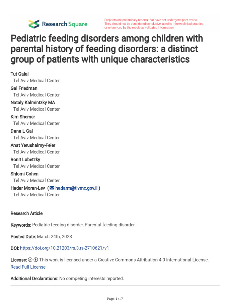 Pediatric Feeding Disorders Among Childr | PDF | Binge Eating Disorder ...