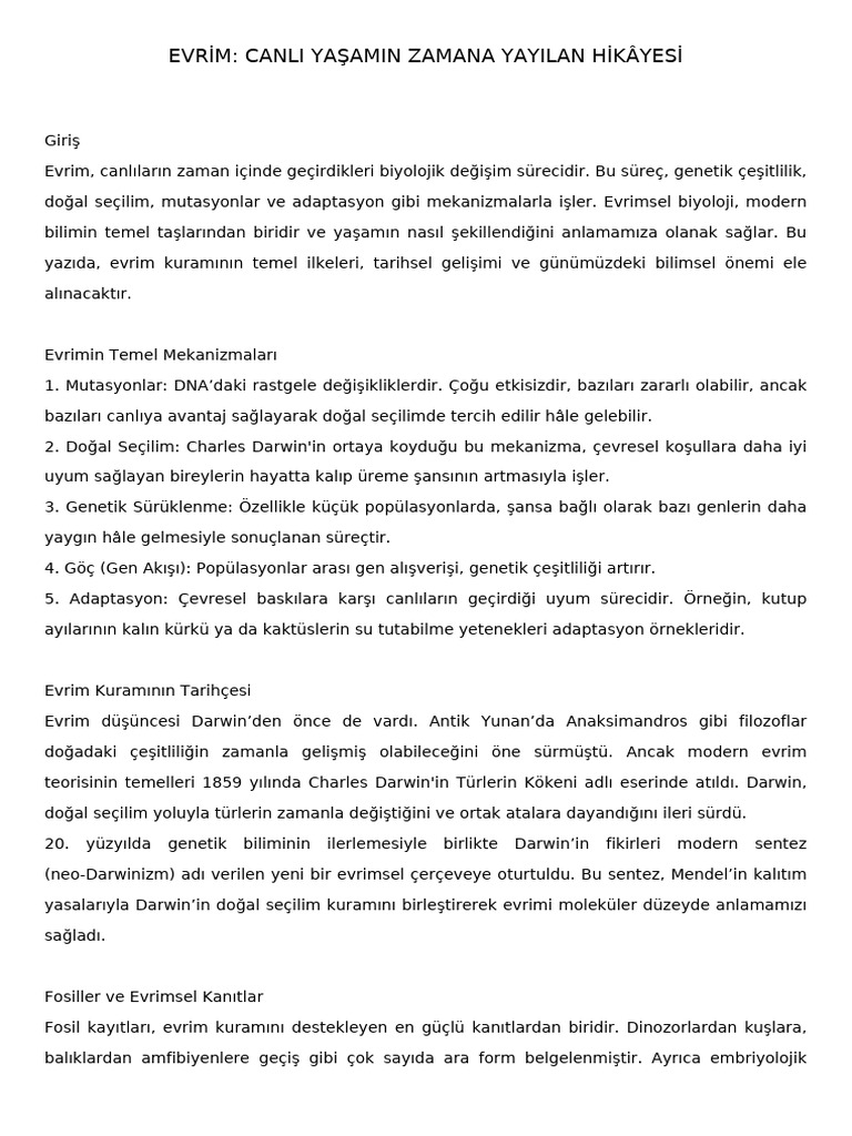 Evrim Makalesi | PDF