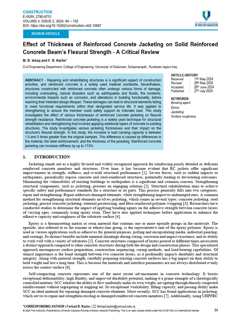 Effect of Thickness of Reinforced Concrete Jacketi | PDF | Concrete ...