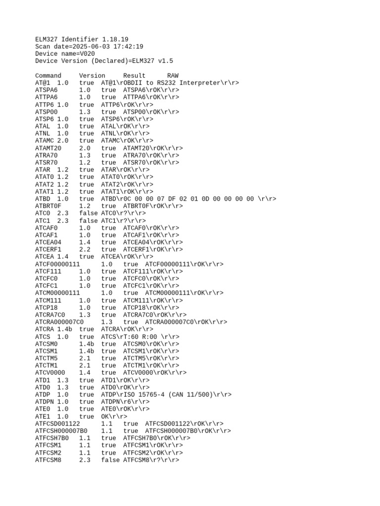 ELM327 Identifier Log2 | PDF
