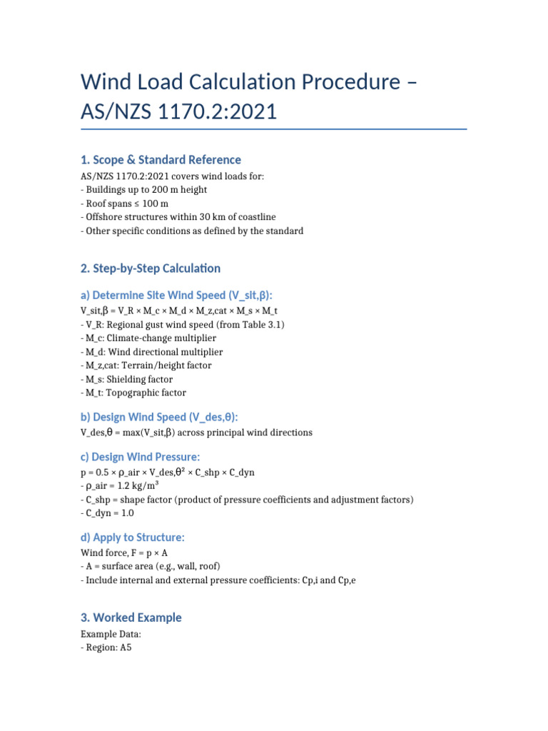 Wind Load Calculation As NZS 1170 | PDF