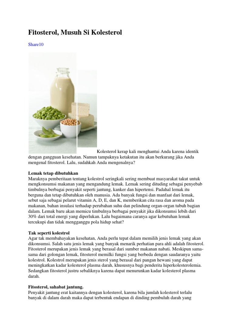 Fitosterol: Solusi Turunkan Kolesterol | PDF