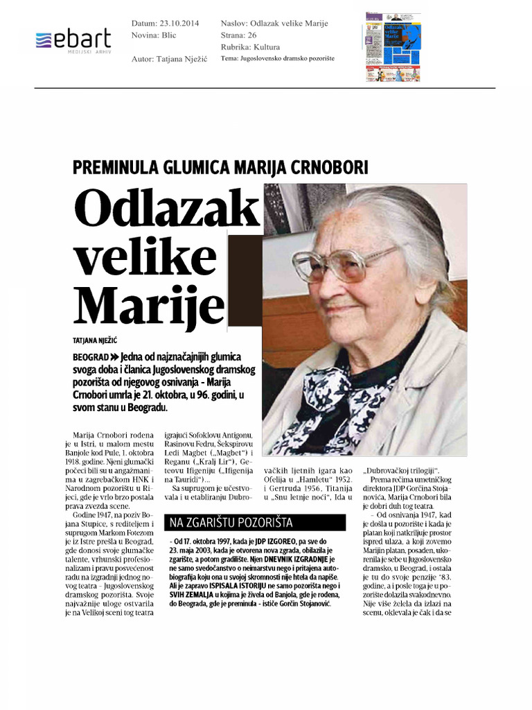 Marija Crnobori Preminula | PDF