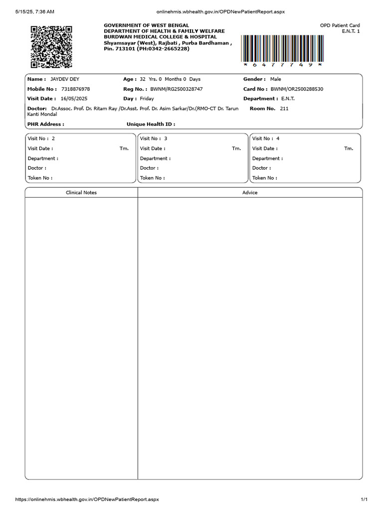 Onlinehmis - Wbhealth.gov - in OPDNewPatientReport - Aspx | PDF