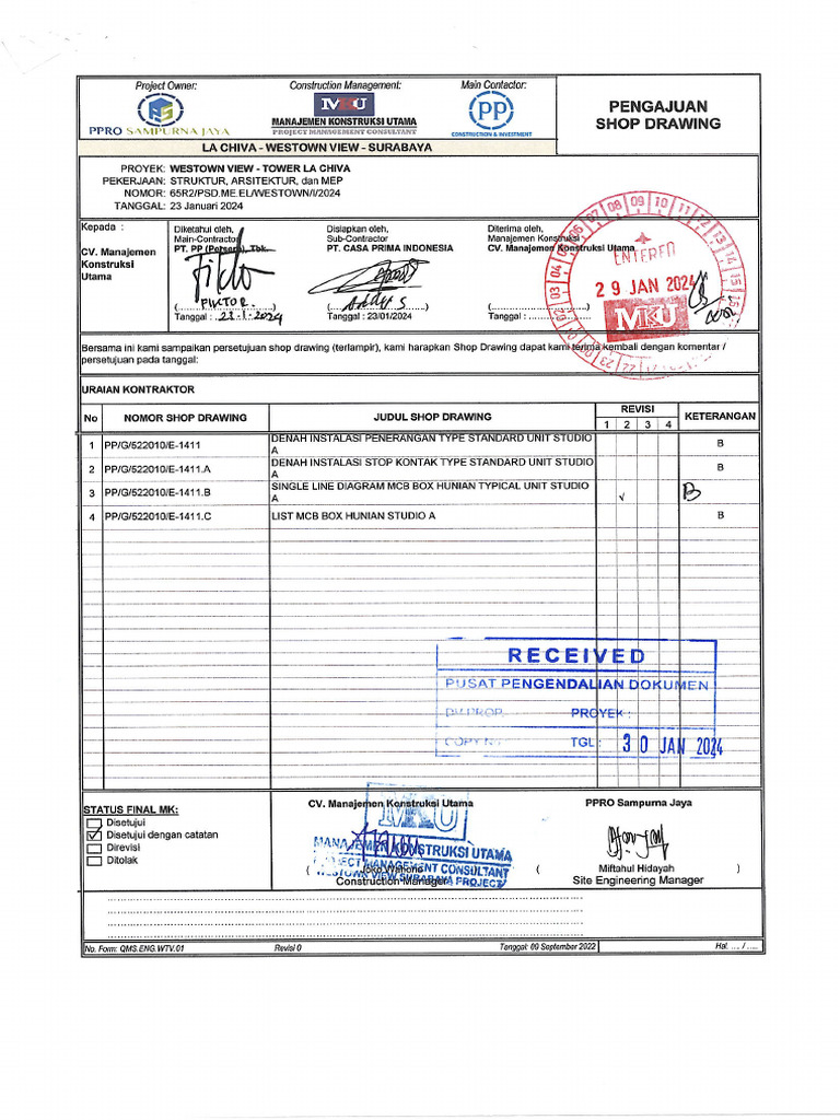 065R2 - SD EL - Denah Instalasi Penerangan Type Standart Unit Studio A ...