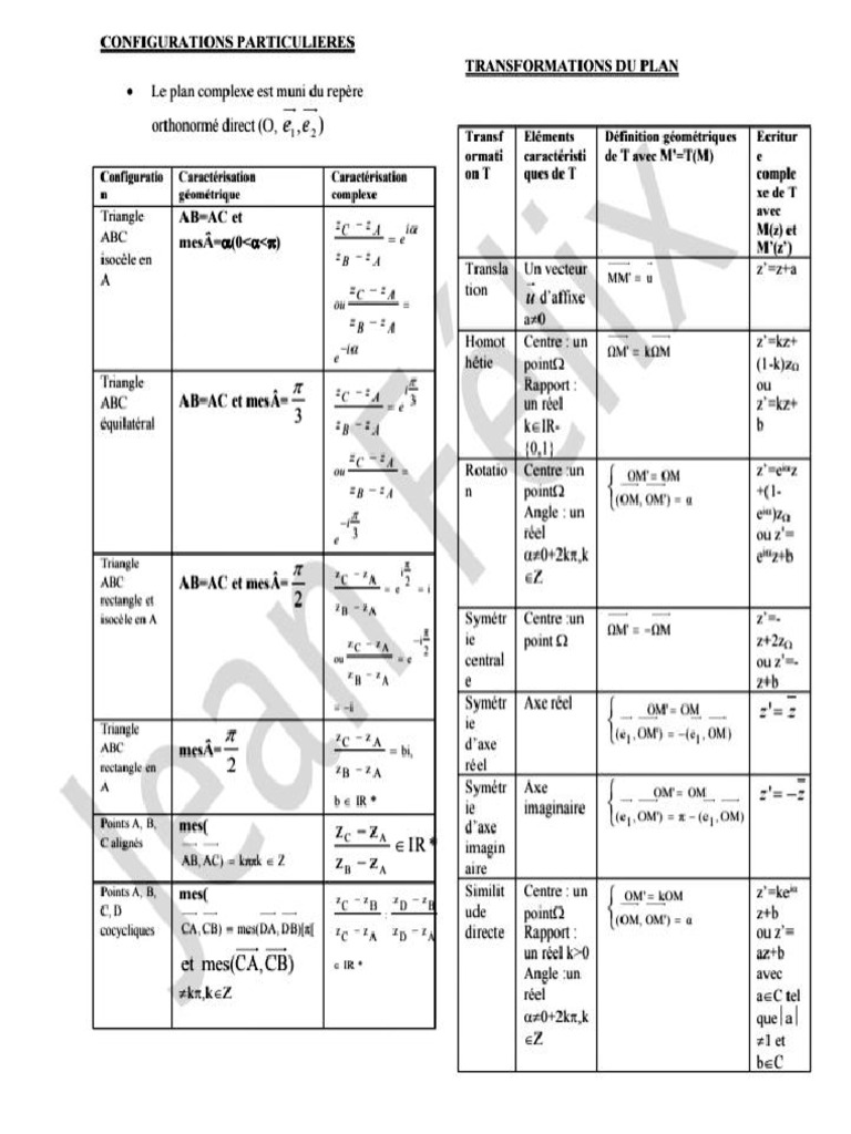 TC & TD Nombre Complexe Configuration Du Plan | PDF