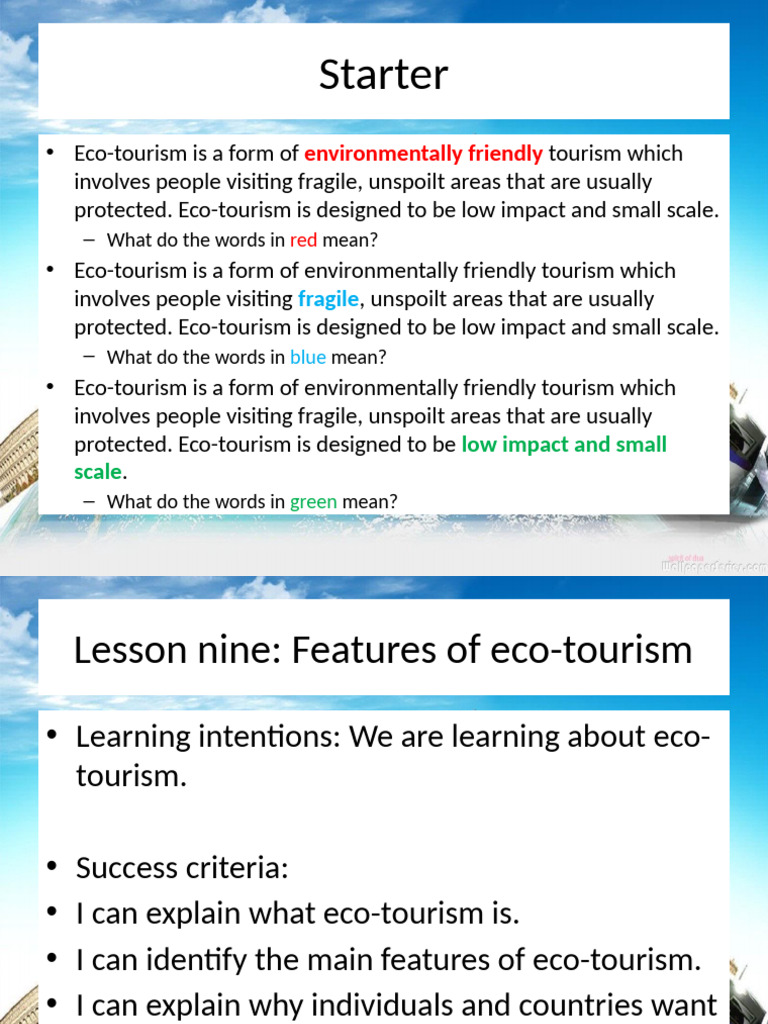 Features and Causes of Eco-Tourism | PDF | Tourism | Natural Environment